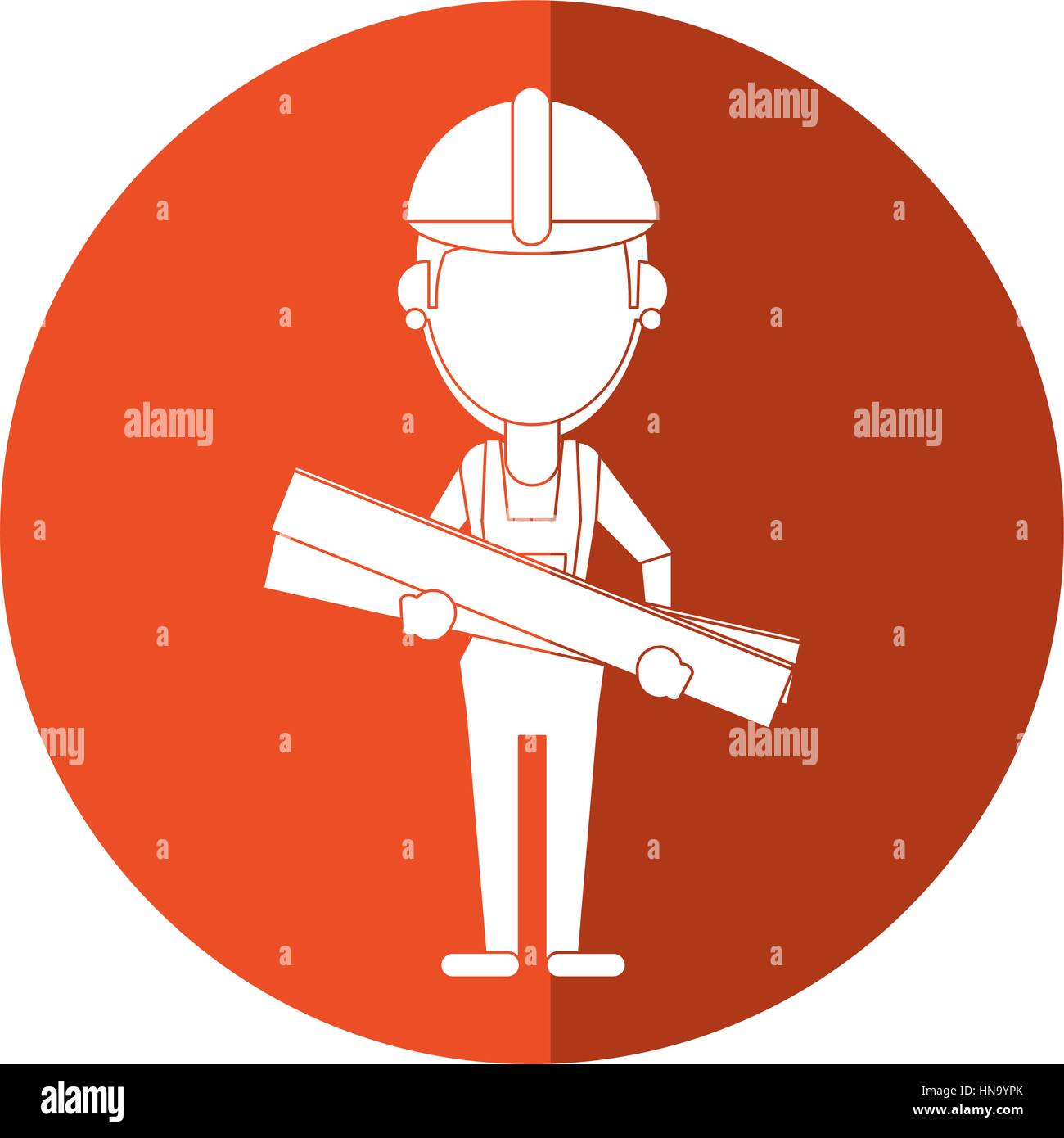 woman building construction wooden boards shadow vector illustration ...