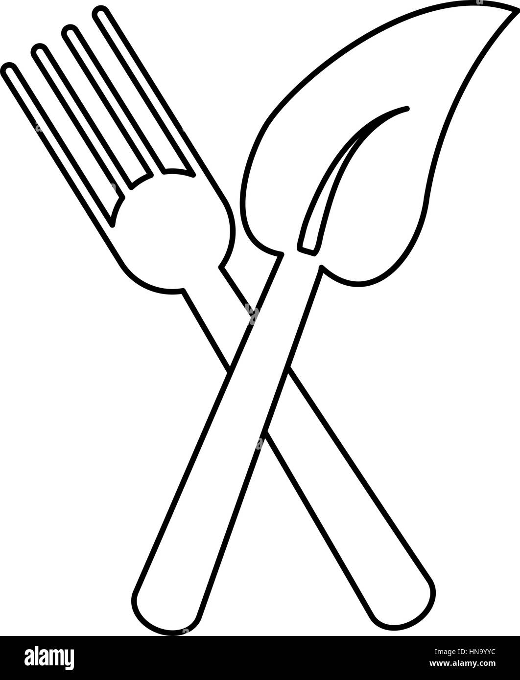 fork leave healthy food symbol thin line Stock Vector Image & Art - Alamy