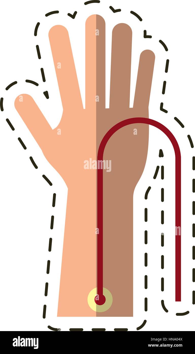 cartoon hand with intravenous dropper vector illustration eps 10 Stock ...