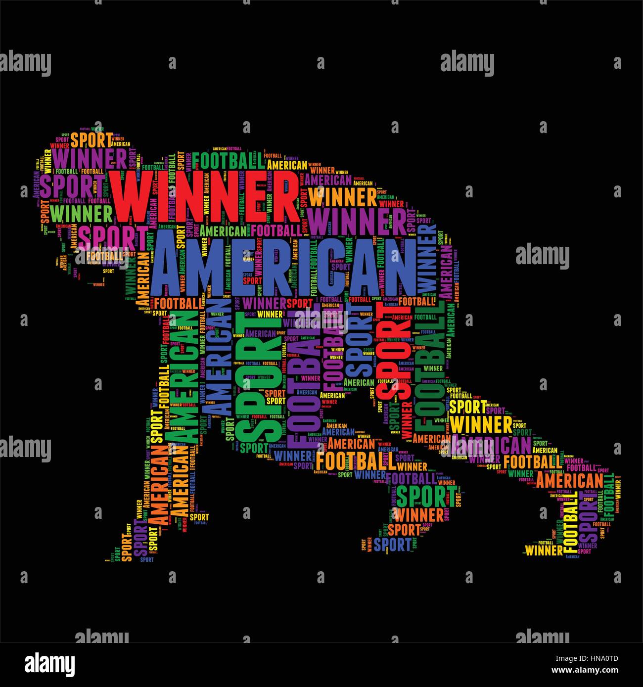 American football Typography word cloud colorful Vector illustration ...