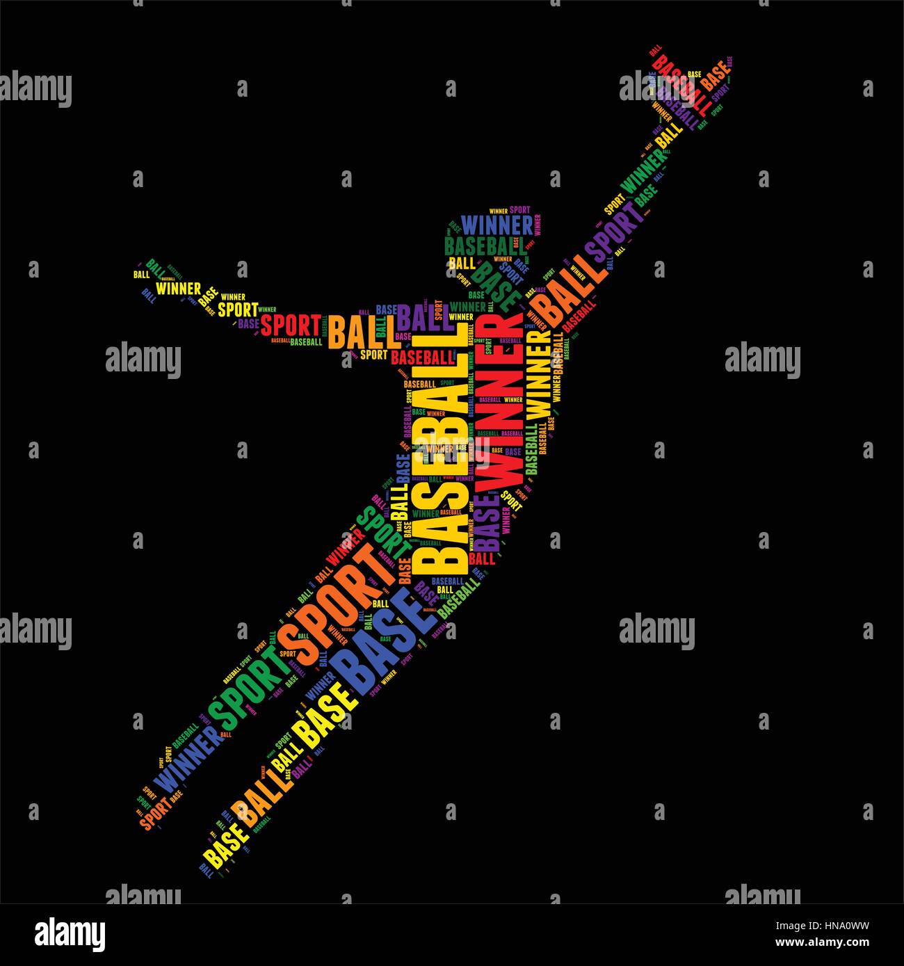 baseball Typography word cloud colorful Vector illustration Stock ...