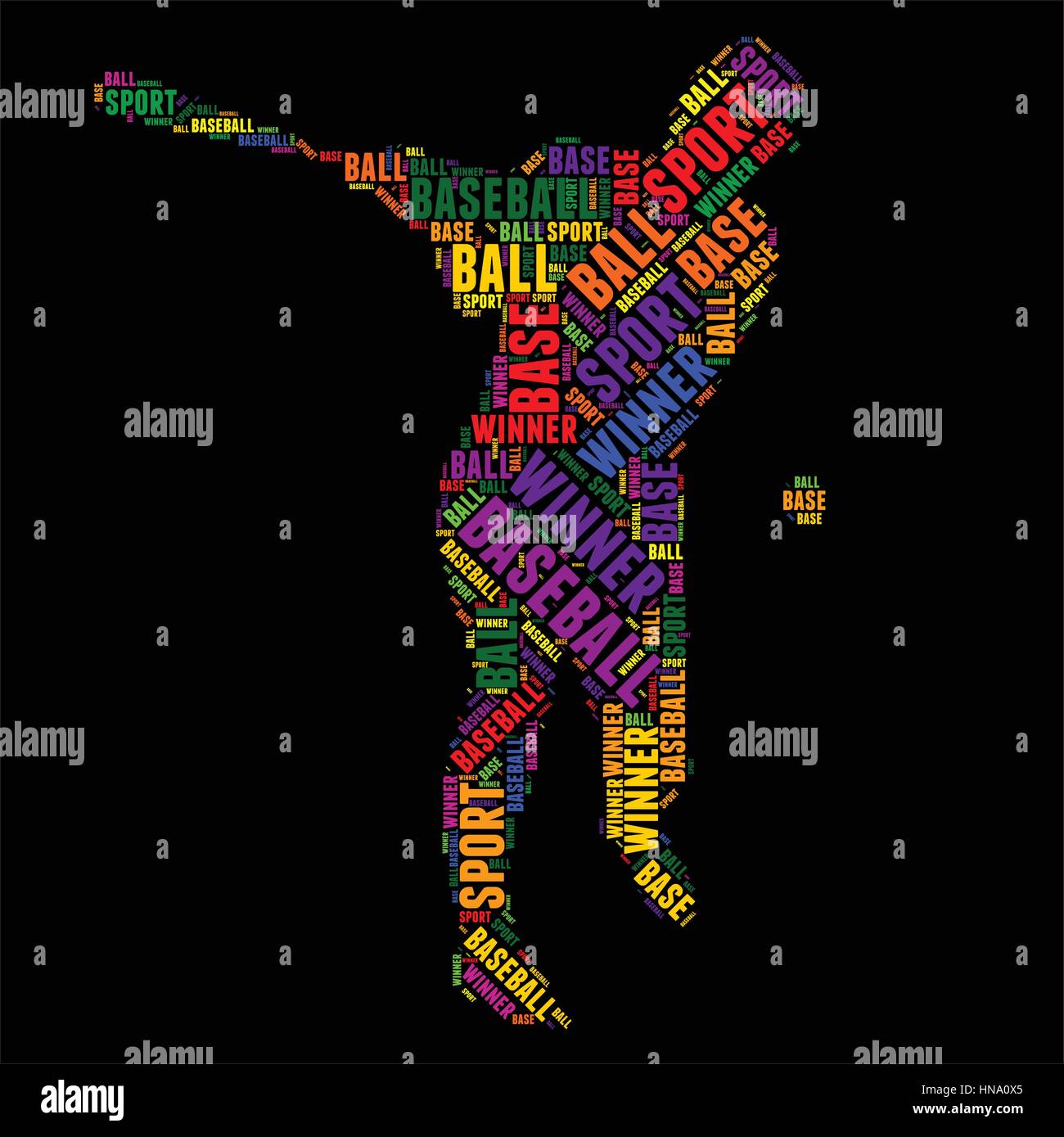baseball Typography word cloud colorful Vector illustration Stock ...