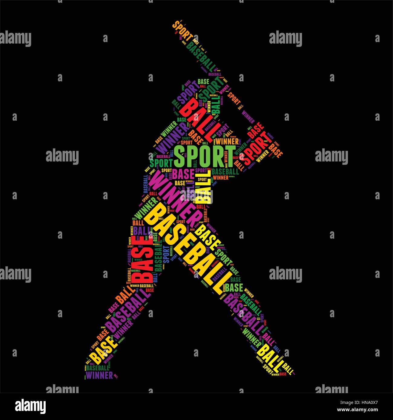 baseball Typography word cloud colorful Vector illustration Stock ...