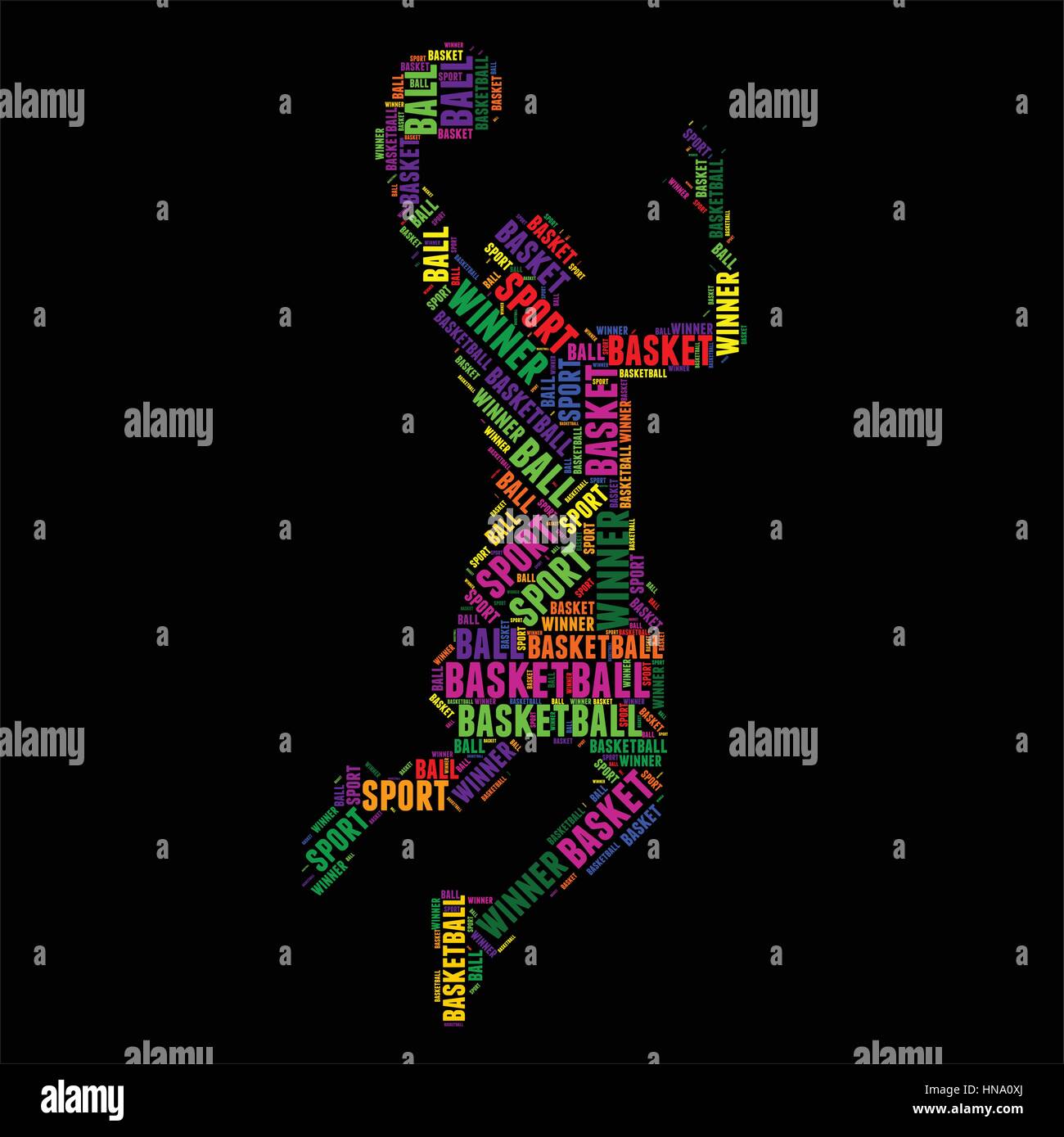 basketball Typography word cloud colorful Vector illustration Stock ...