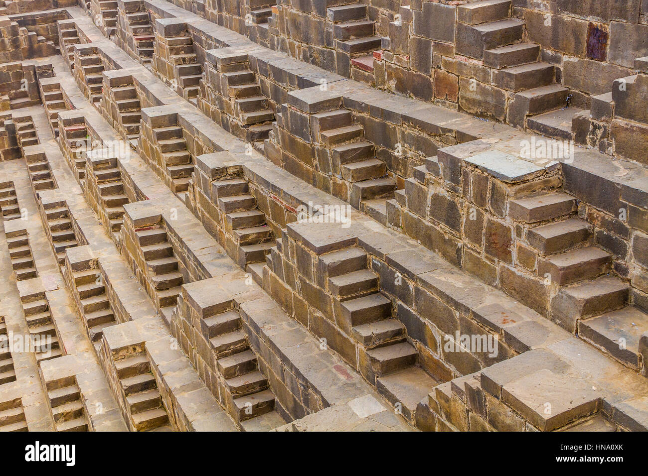 The steps of the Chand Baori Stepwell in Abhaneri, Rajasthan, India ...