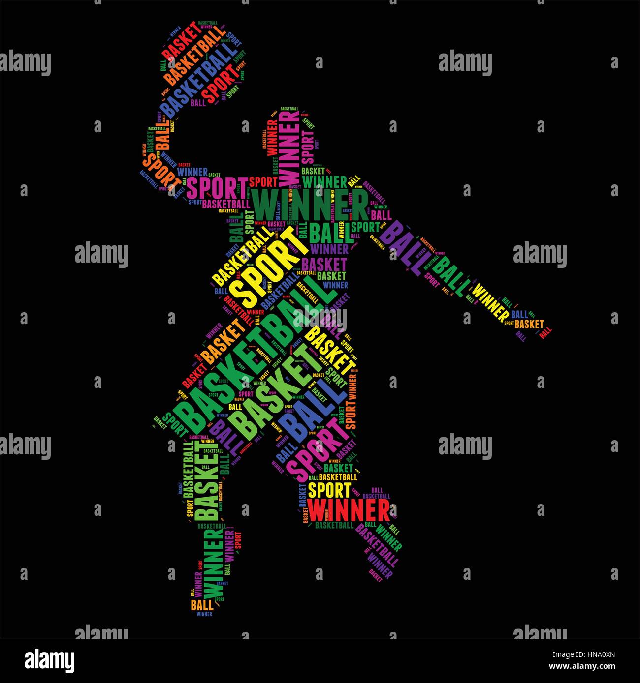 basketball Typography word cloud colorful Vector illustration Stock ...