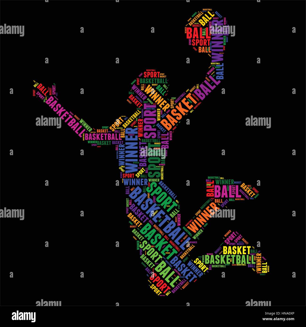 basketball Typography word cloud colorful Vector illustration Stock ...