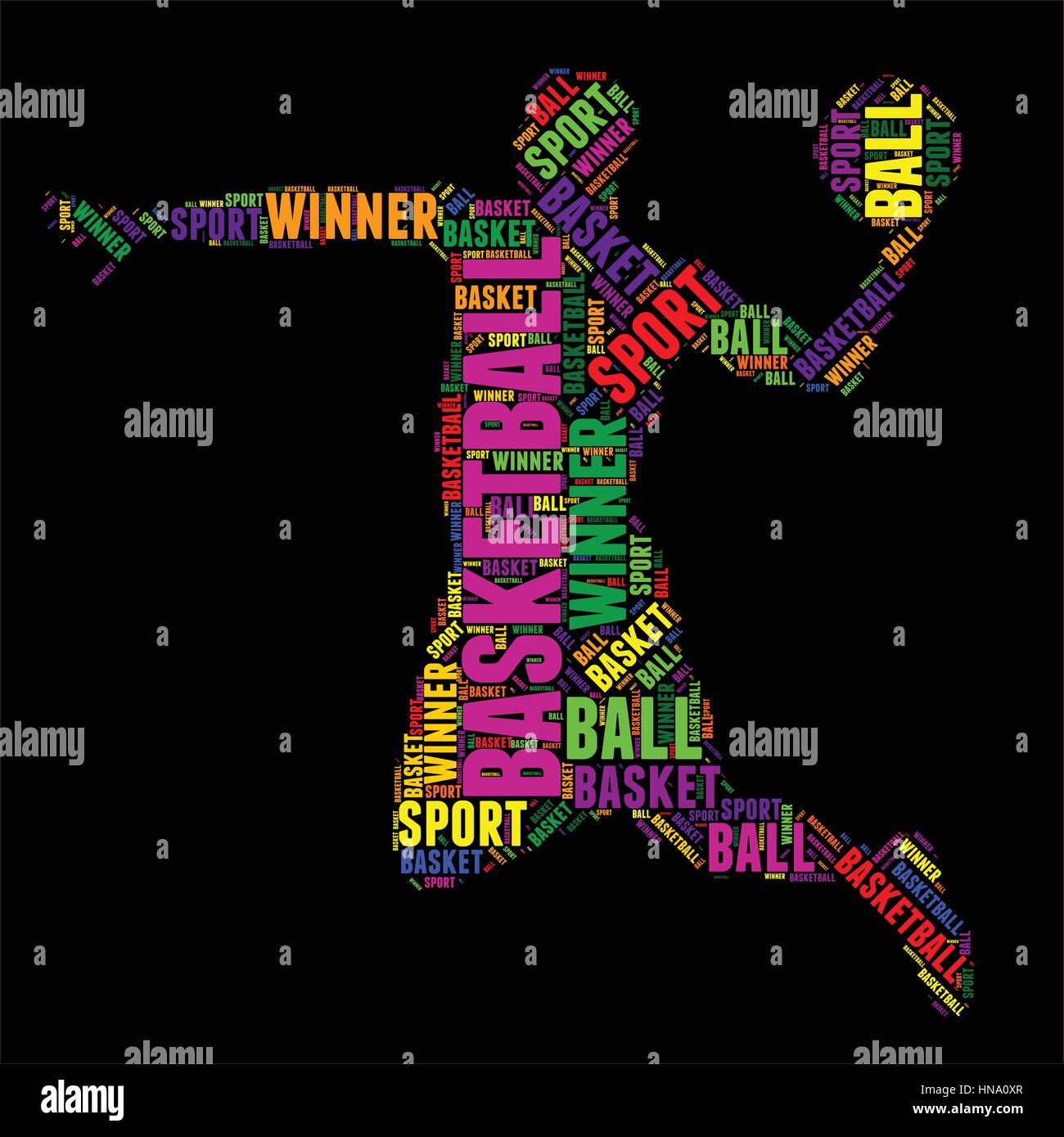 basketball Typography word cloud colorful Vector illustration Stock ...