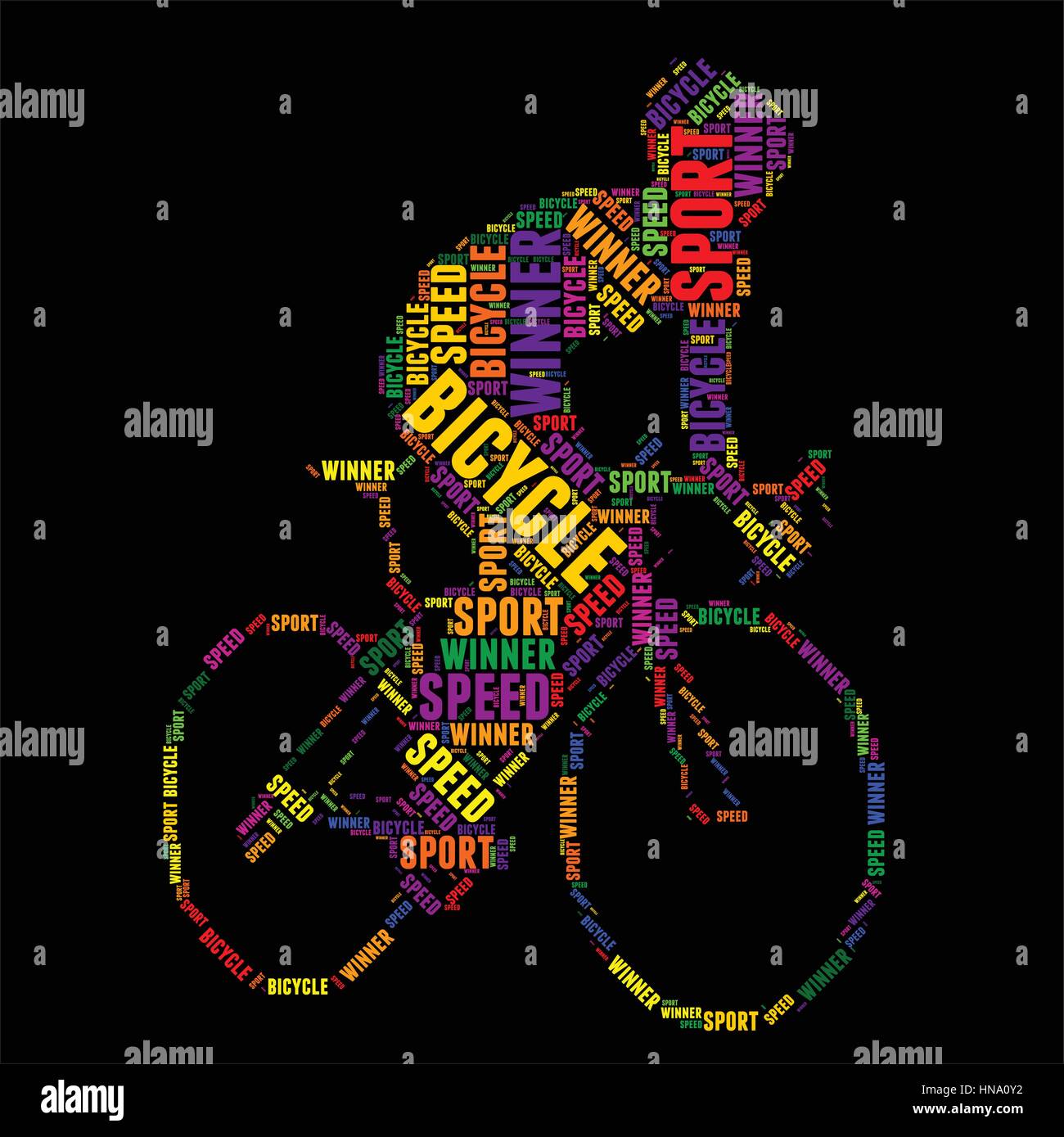 bicycle Typography word cloud colorful Vector illustration Stock Vector ...