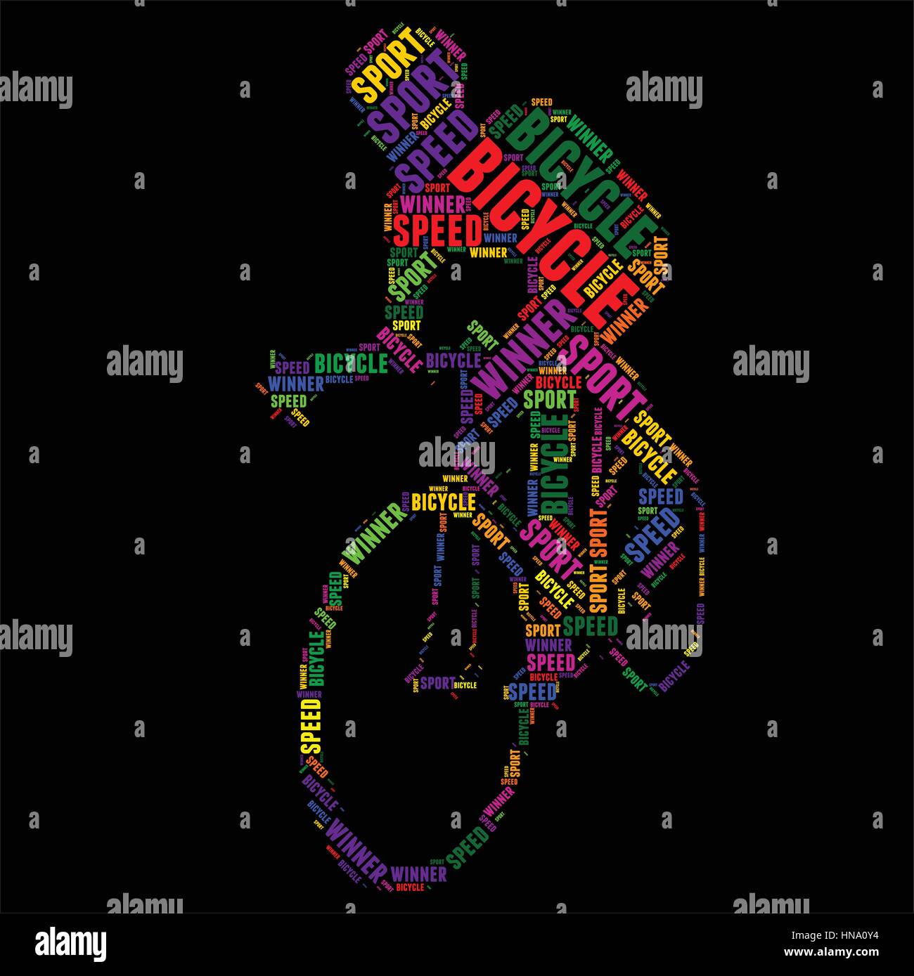 bicycle Typography word cloud colorful Vector illustration Stock Vector ...