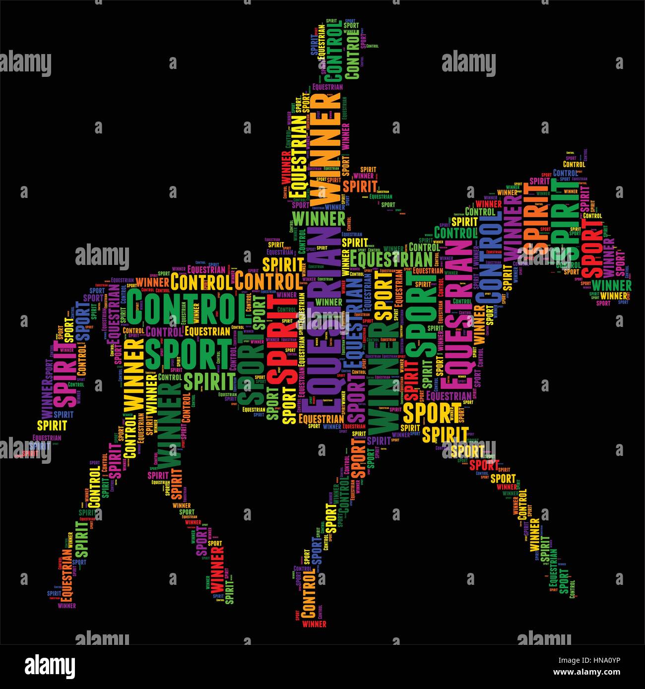 Equestrian Typography word cloud colorful Vector illustration Stock ...