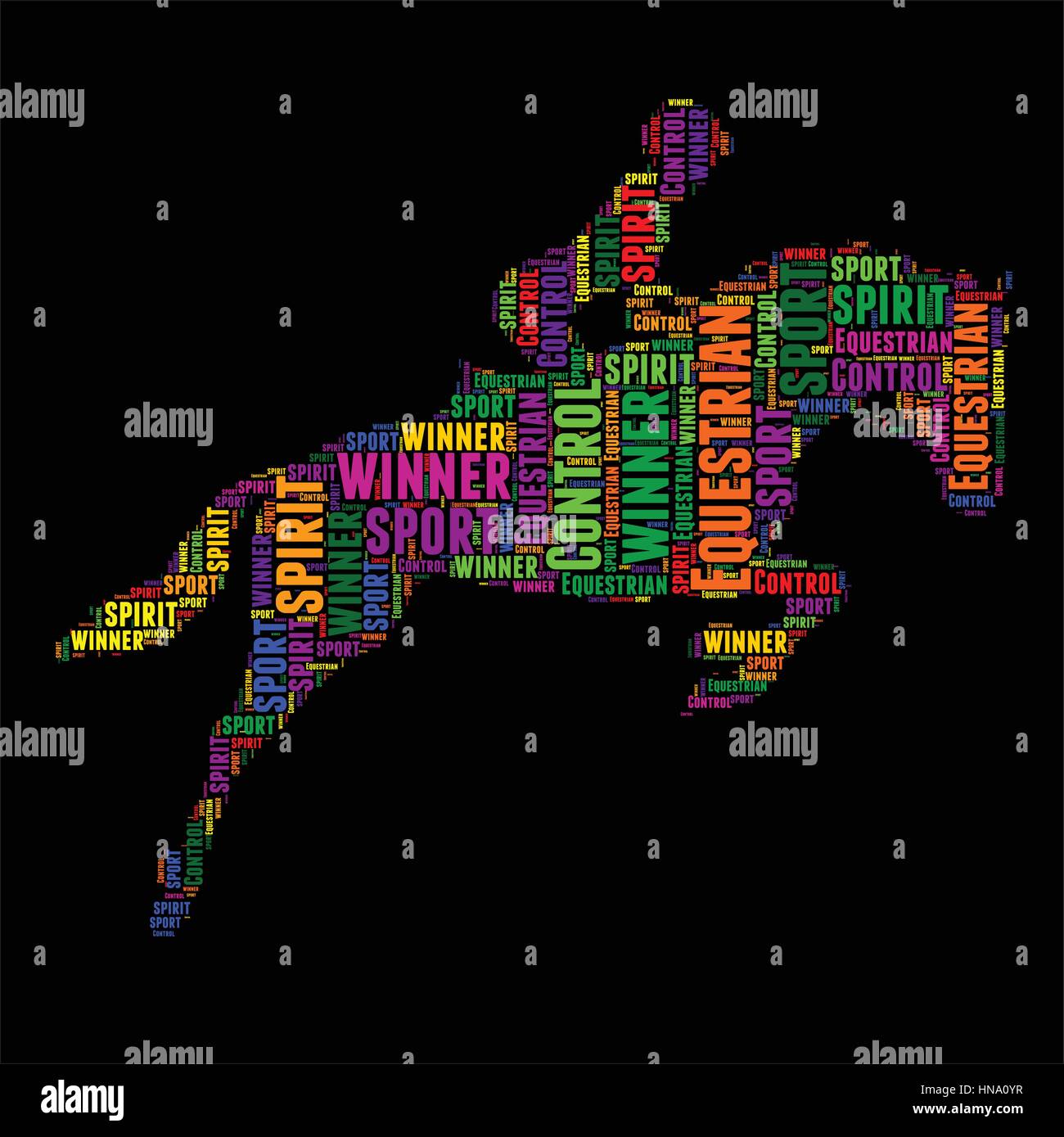 Equestrian Typography word cloud colorful Vector illustration Stock ...