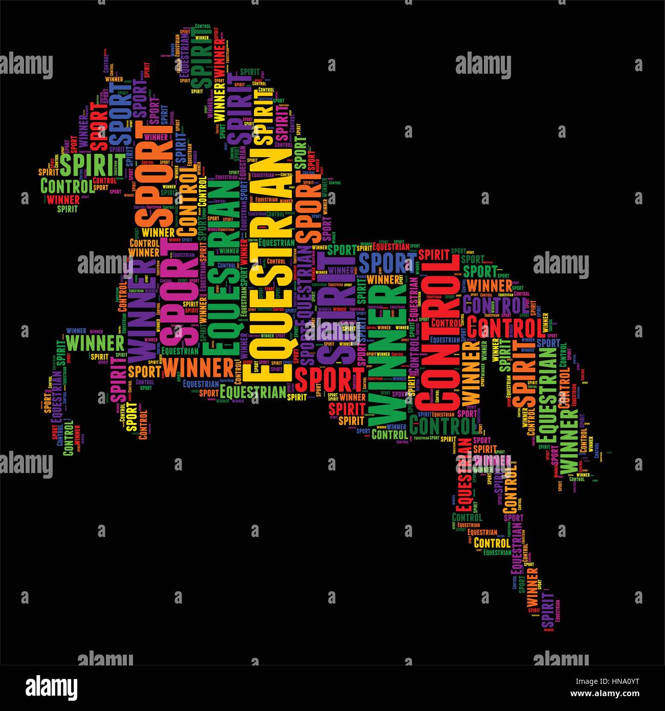Equestrian Typography word cloud colorful Vector illustration Stock ...