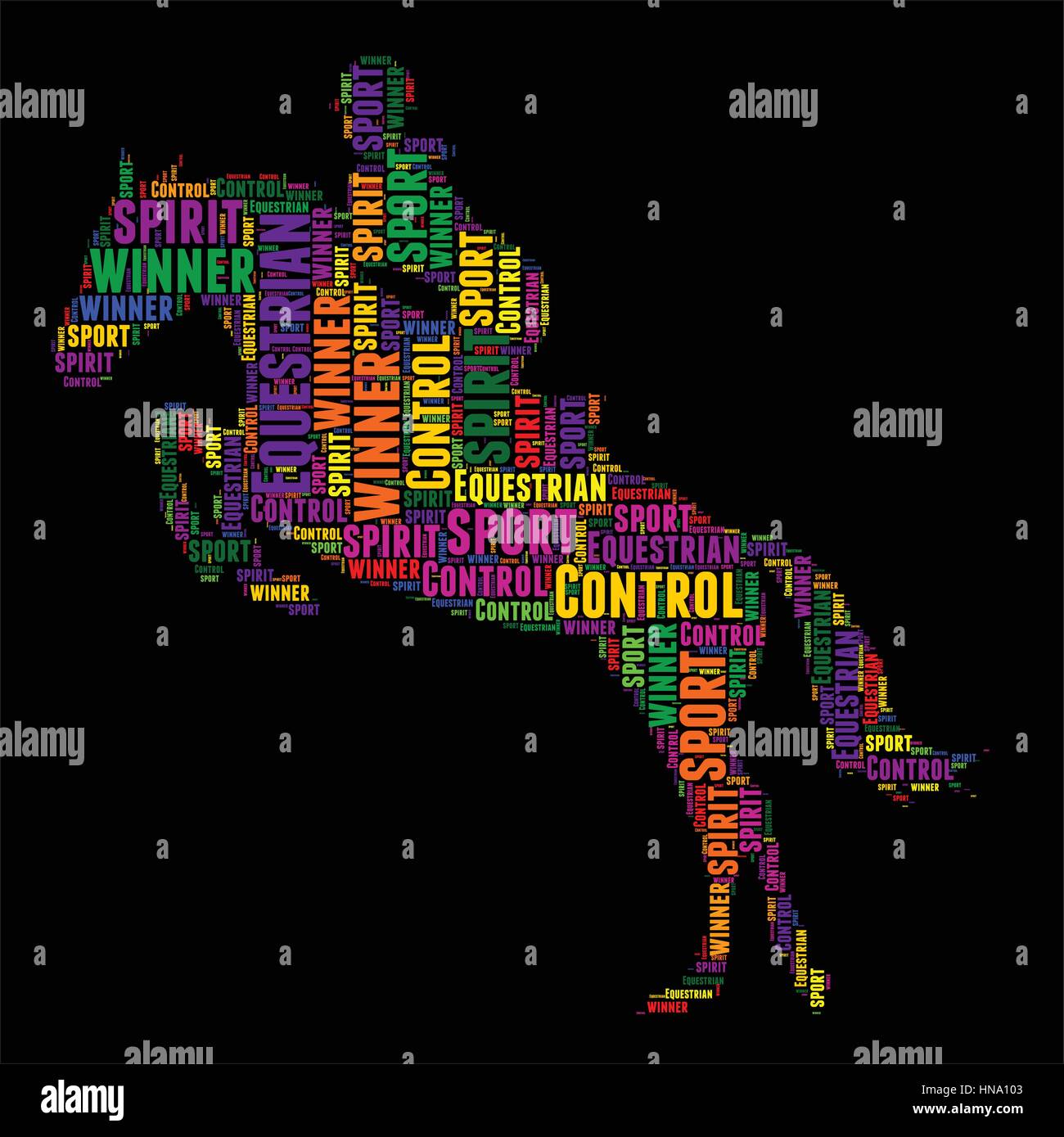 Equestrian Typography word cloud colorful Vector illustration Stock ...