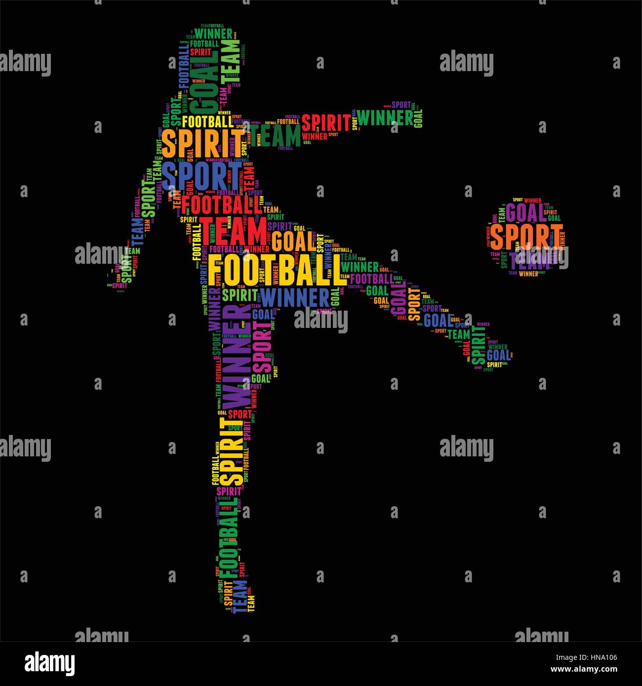 soccer football Typography word cloud colorful Vector illustration ...