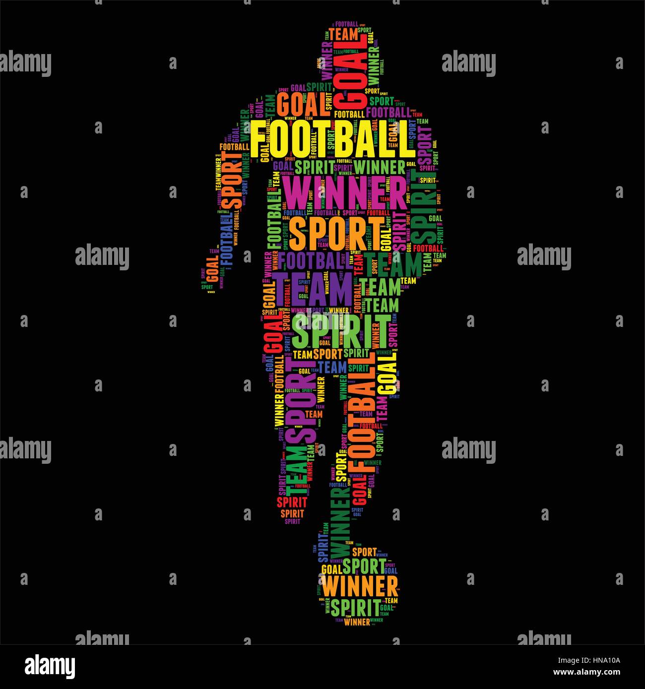 soccer football Typography word cloud colorful Vector illustration ...