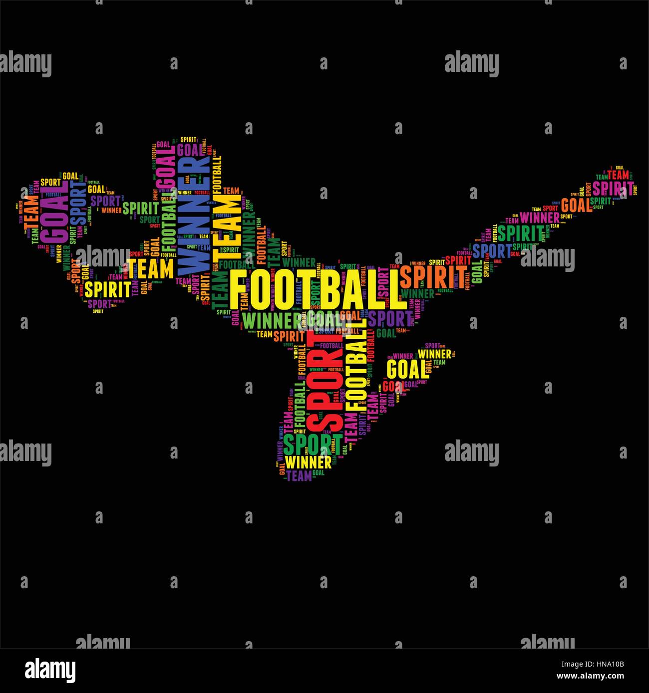 soccer football Typography word cloud colorful Vector illustration ...