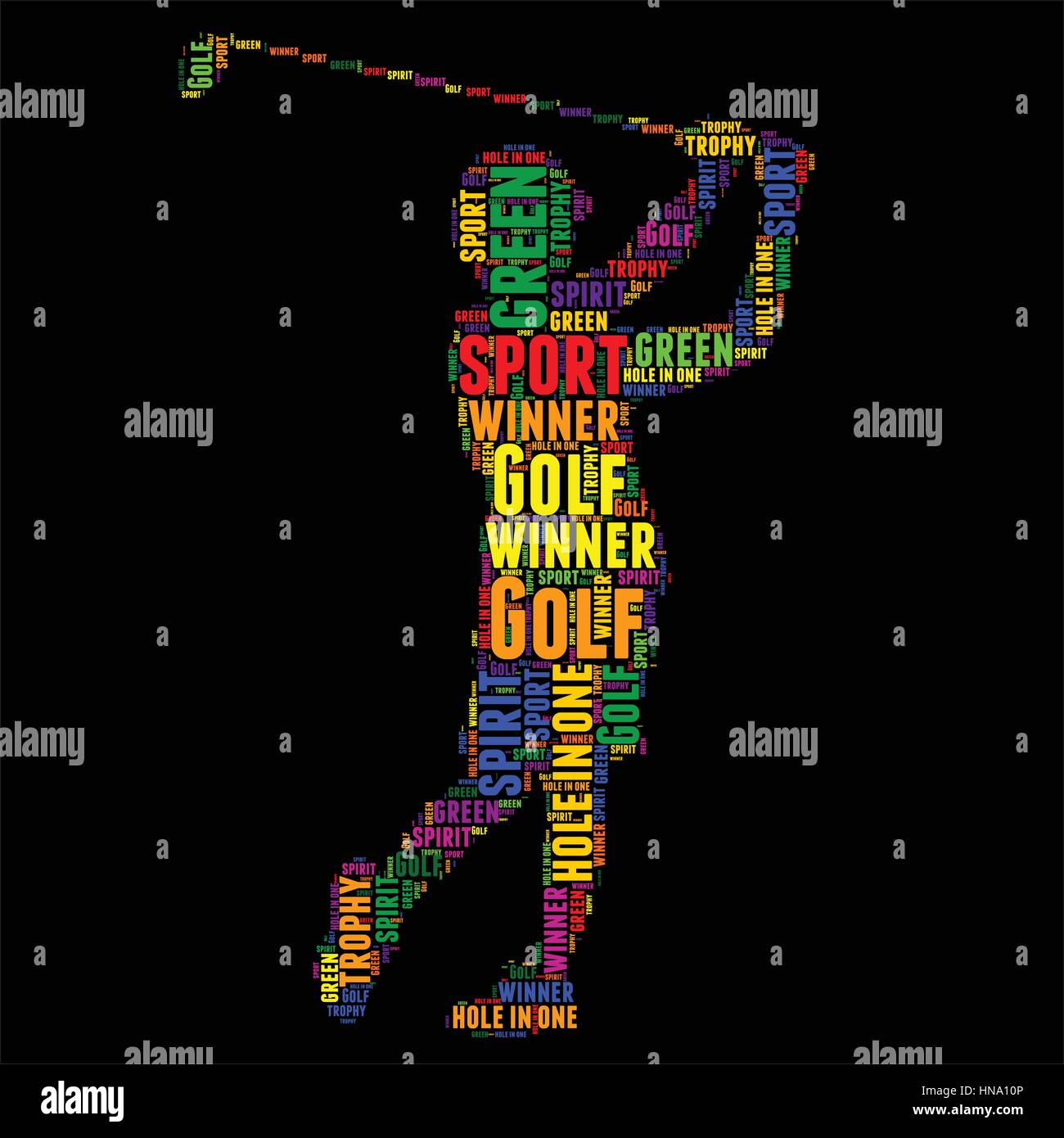 Golf football Typography word cloud colorful Vector illustration Stock ...