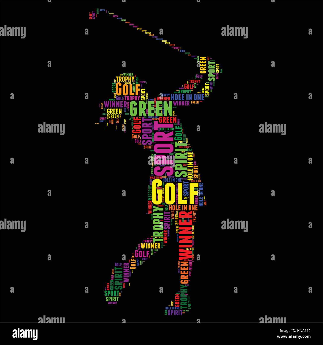 Golf football Typography word cloud colorful Vector illustration Stock ...