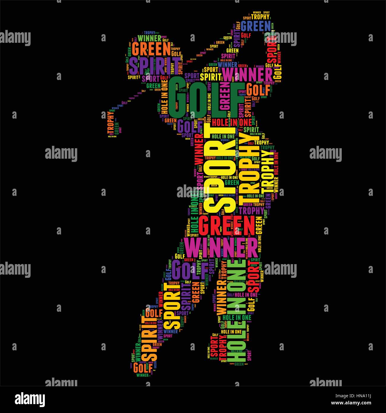 Golf football Typography word cloud colorful Vector illustration Stock ...