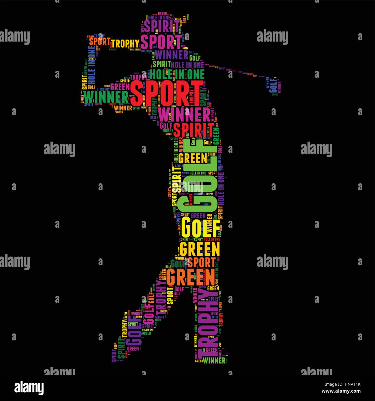 Golf football Typography word cloud colorful Vector illustration Stock ...