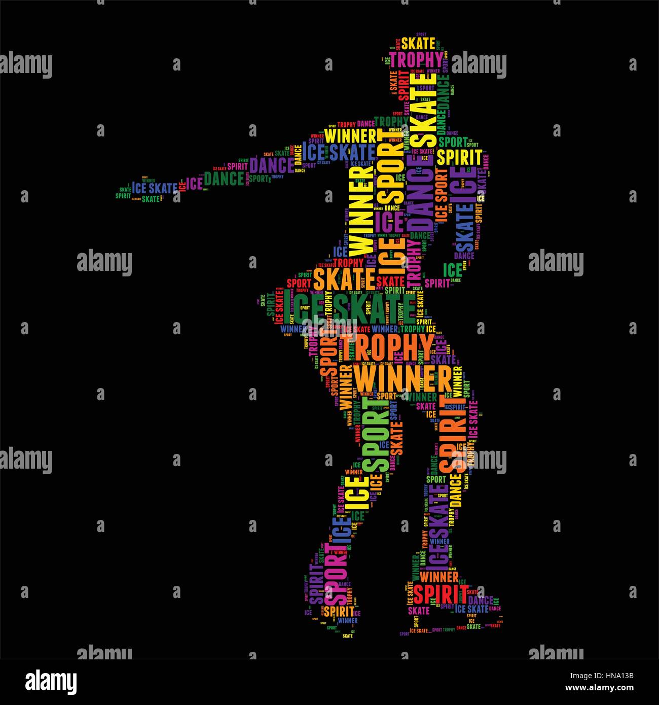 Ice skate Typography word cloud colorful Vector illustration Stock ...