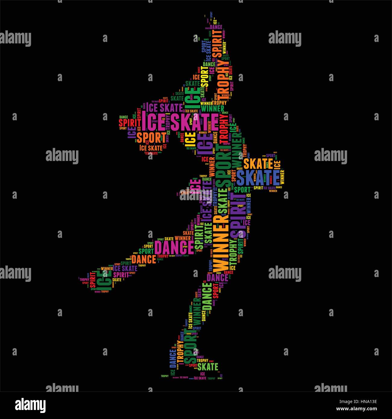 Ice skate Typography word cloud colorful Vector illustration Stock ...