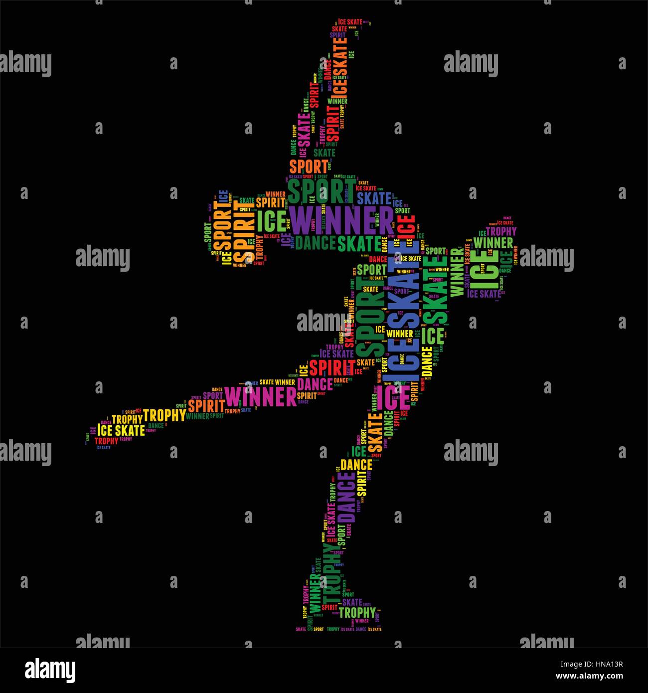 Ice skate Typography word cloud colorful Vector illustration Stock ...