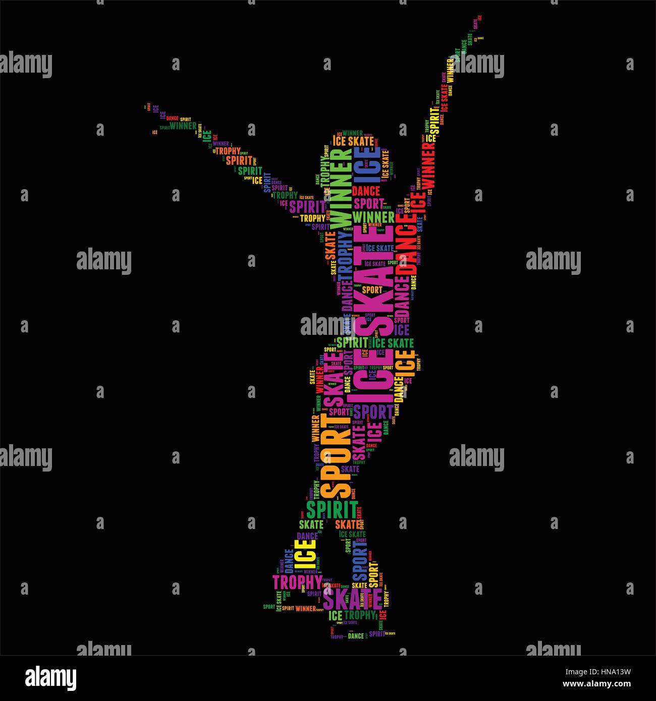 Ice skate Typography word cloud colorful Vector illustration Stock ...