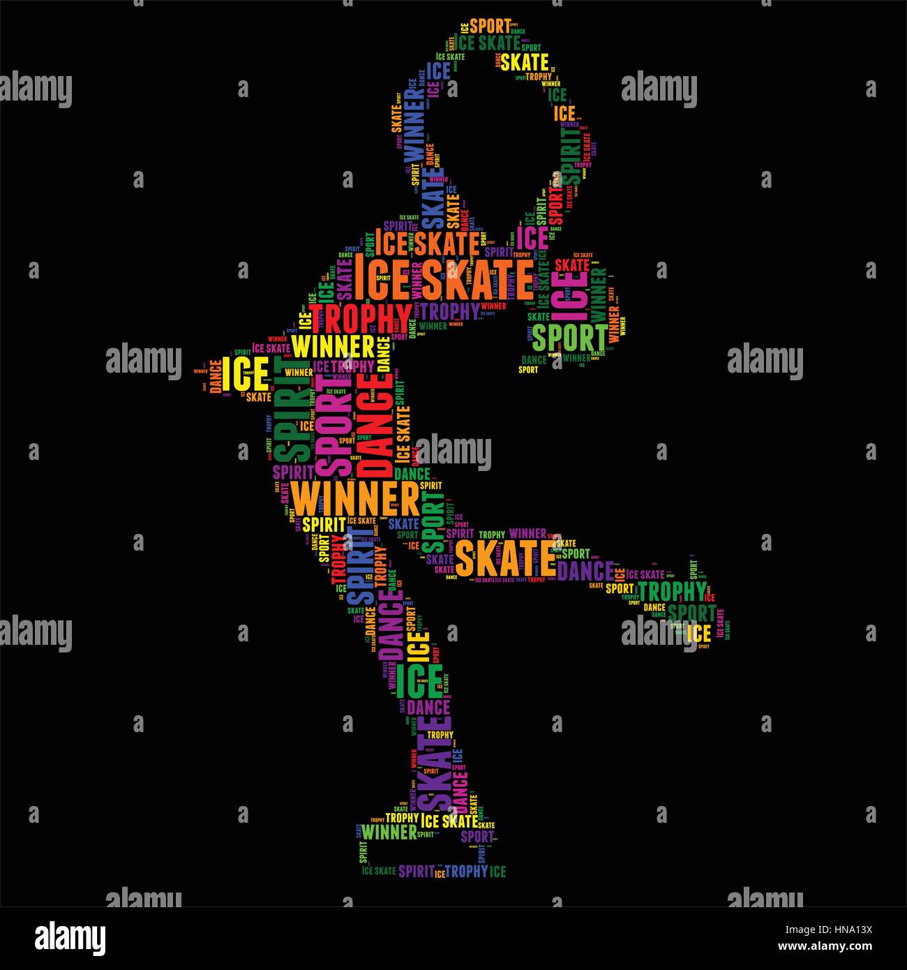 Ice skate Typography word cloud colorful Vector illustration Stock ...