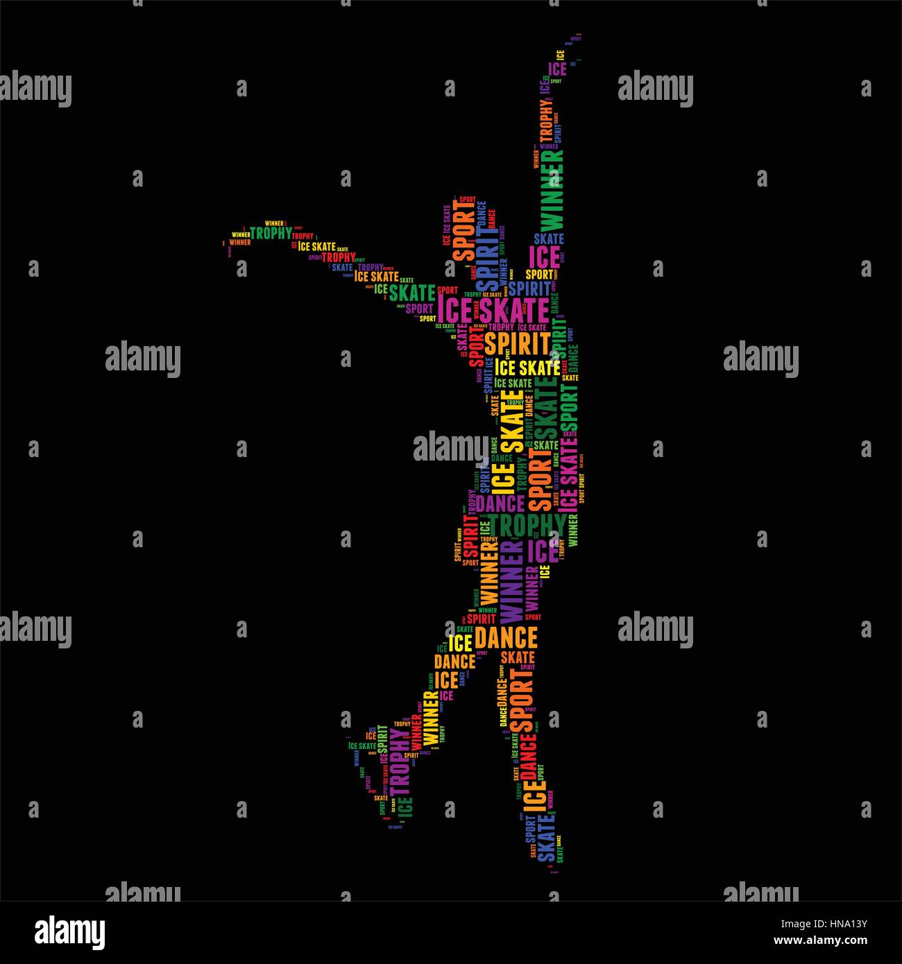 Ice skate Typography word cloud colorful Vector illustration Stock ...