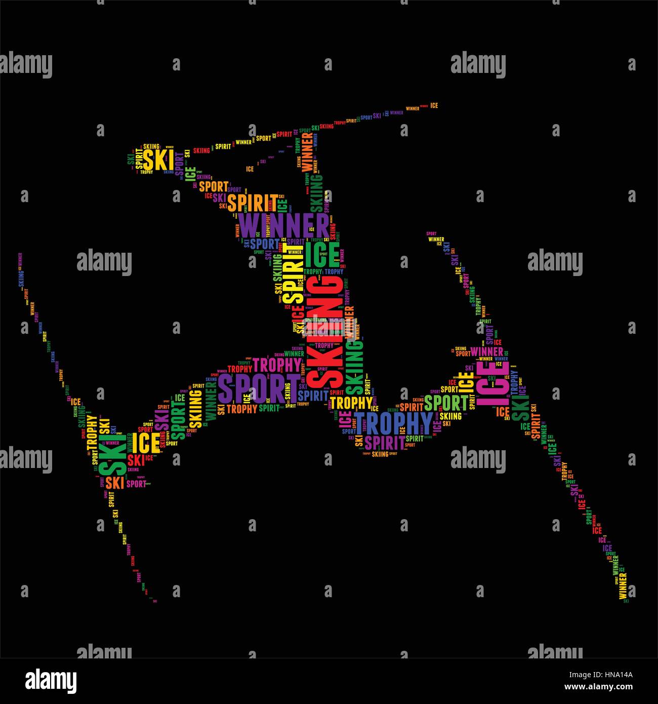 skiing Typography word cloud colorful Vector illustration Stock Vector ...