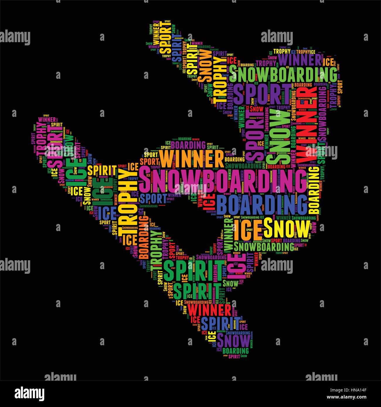 Snowboarding Typography word cloud colorful Vector illustration Stock ...