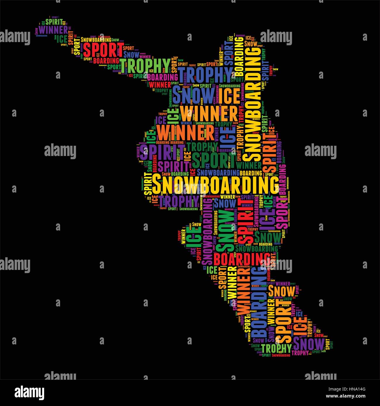 Snowboarding Typography word cloud colorful Vector illustration Stock ...