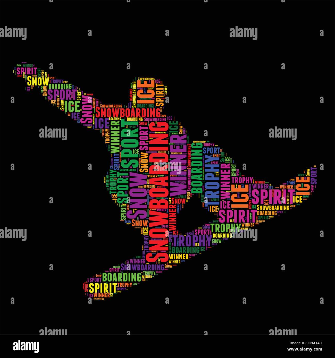 Snowboarding Typography word cloud colorful Vector illustration Stock ...