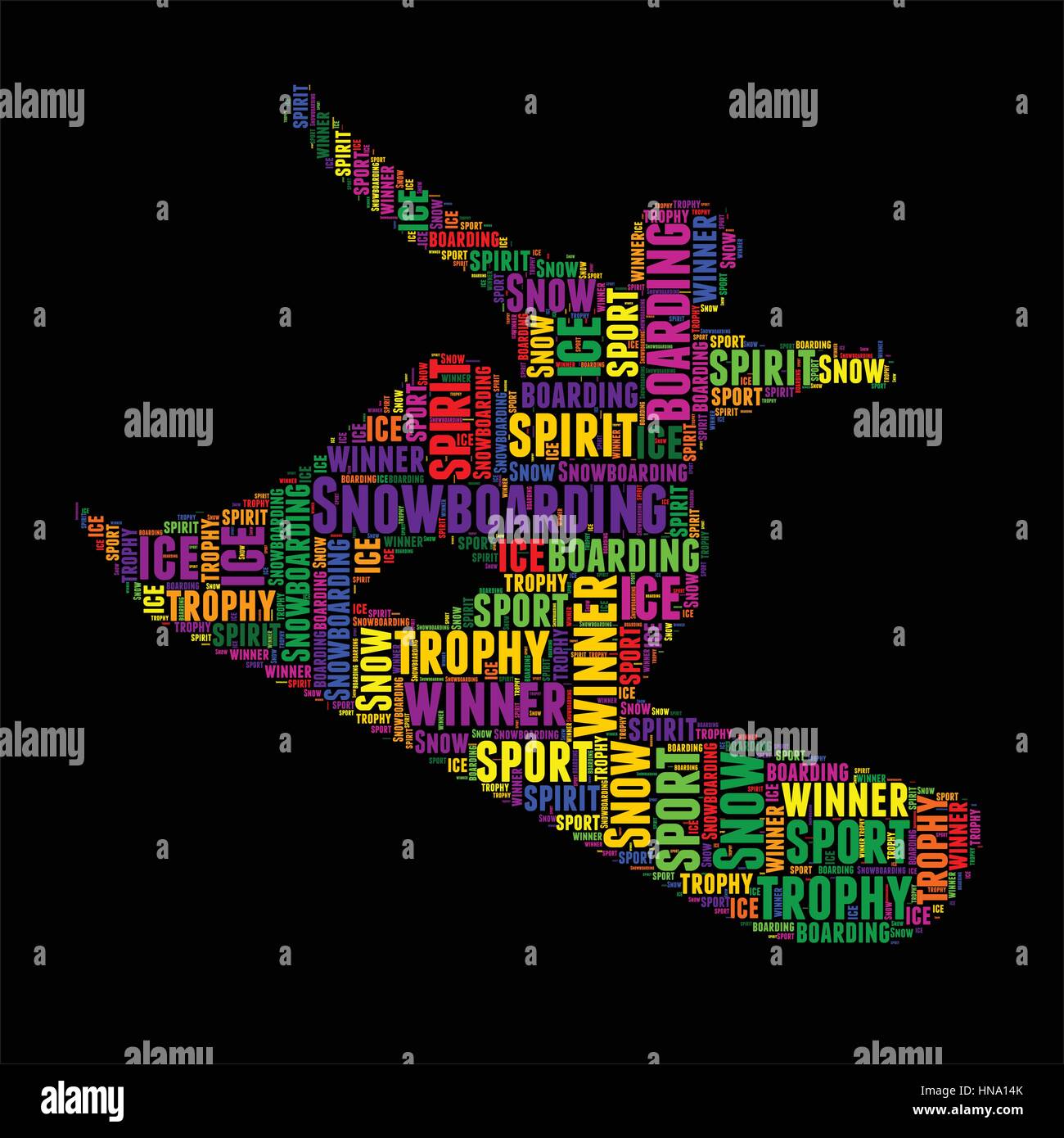 Snowboarding Typography word cloud colorful Vector illustration Stock ...