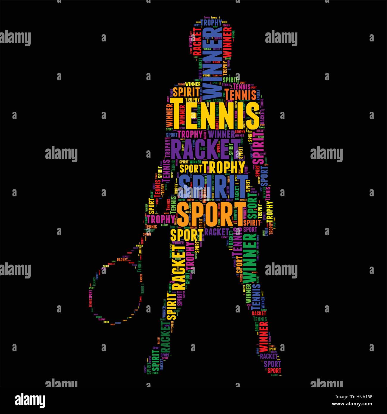Tennis Typography word cloud colorful Vector illustration Stock Vector ...
