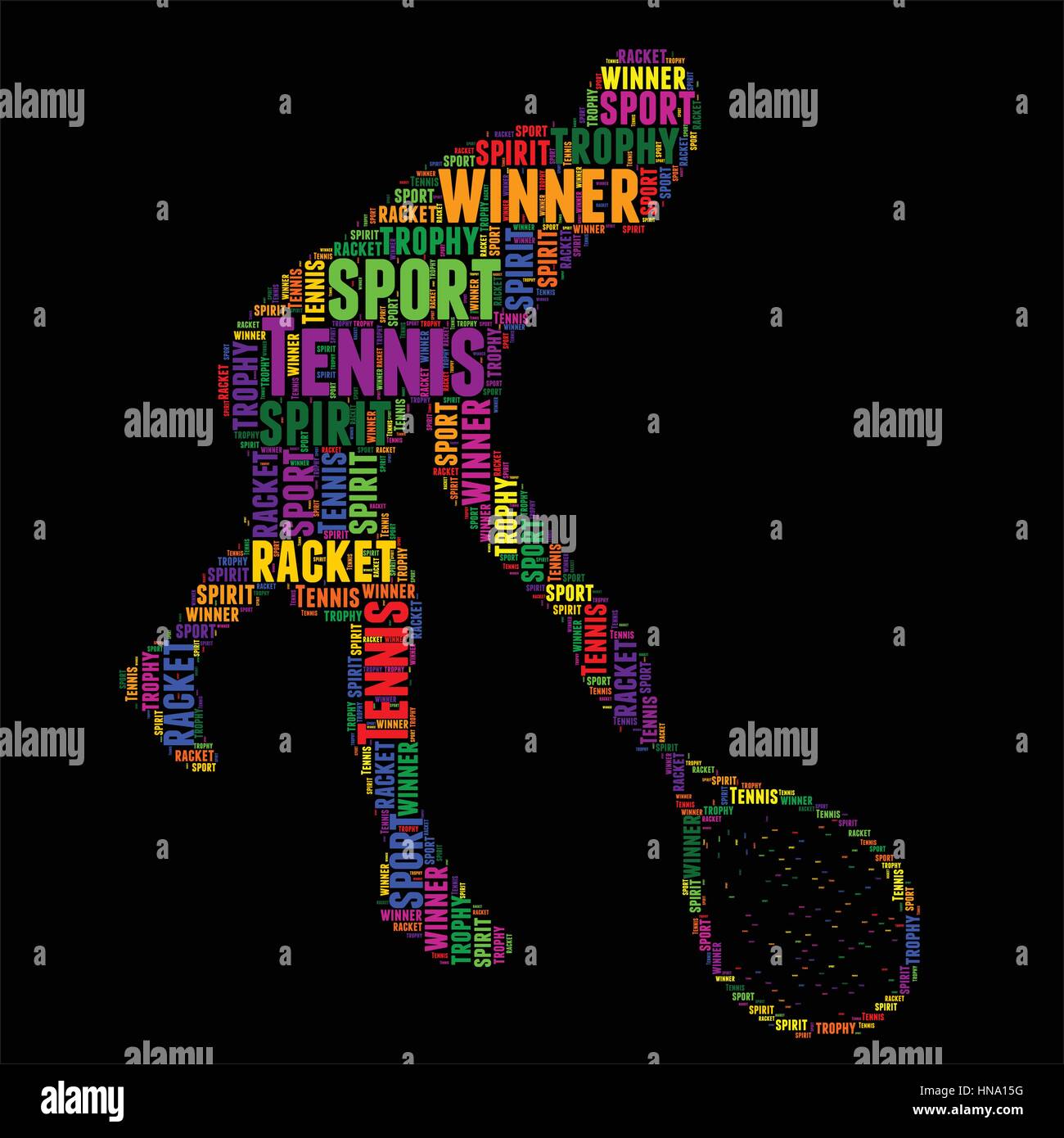 Tennis Typography word cloud colorful Vector illustration Stock Vector ...