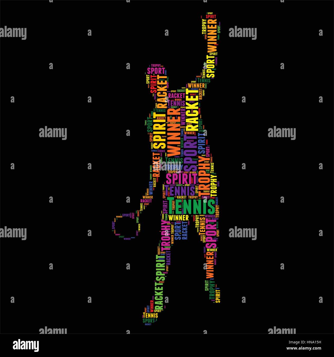 Tennis Typography word cloud colorful Vector illustration Stock Vector ...