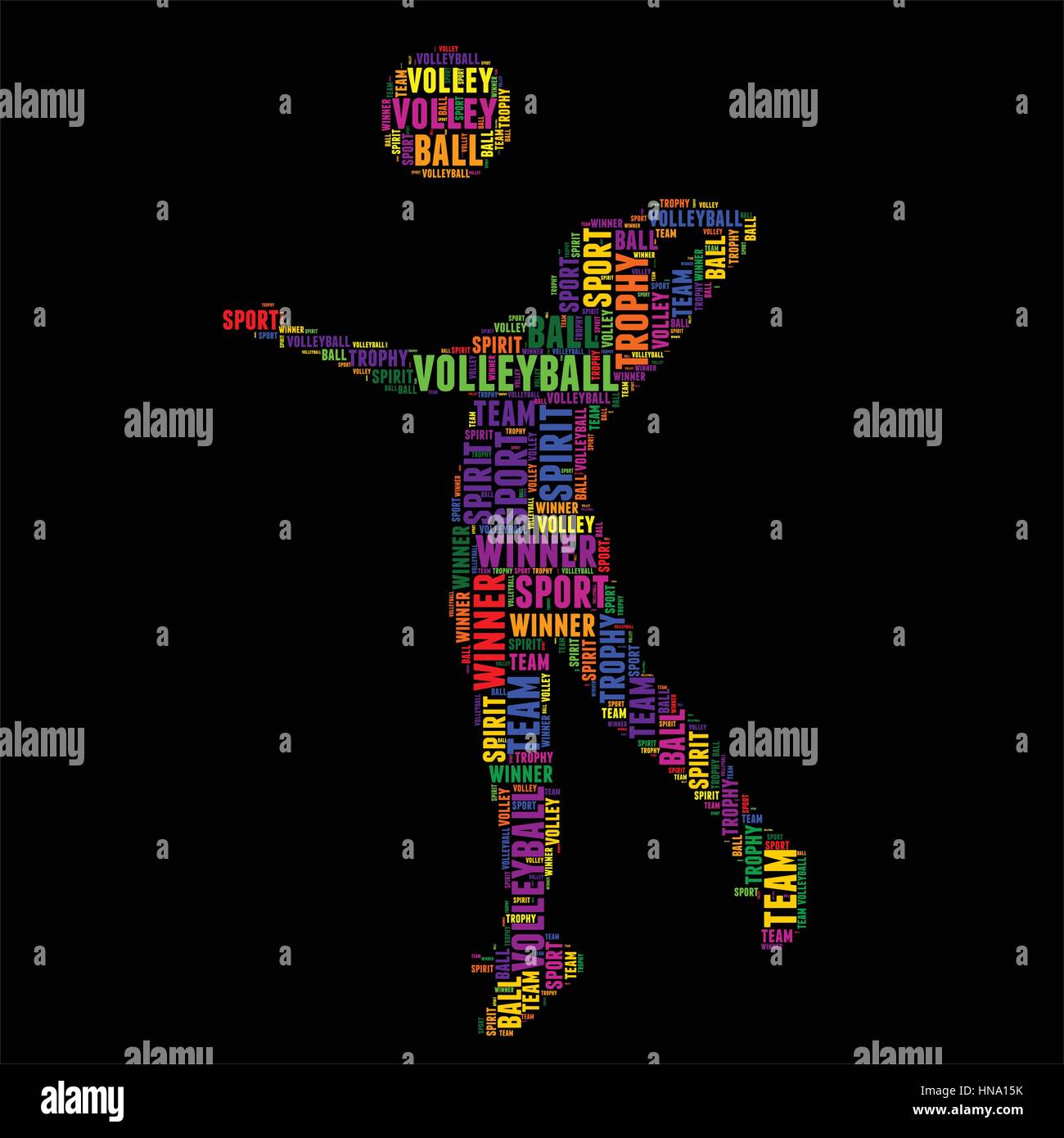 volleyball Typography word cloud colorful Vector illustration Stock ...