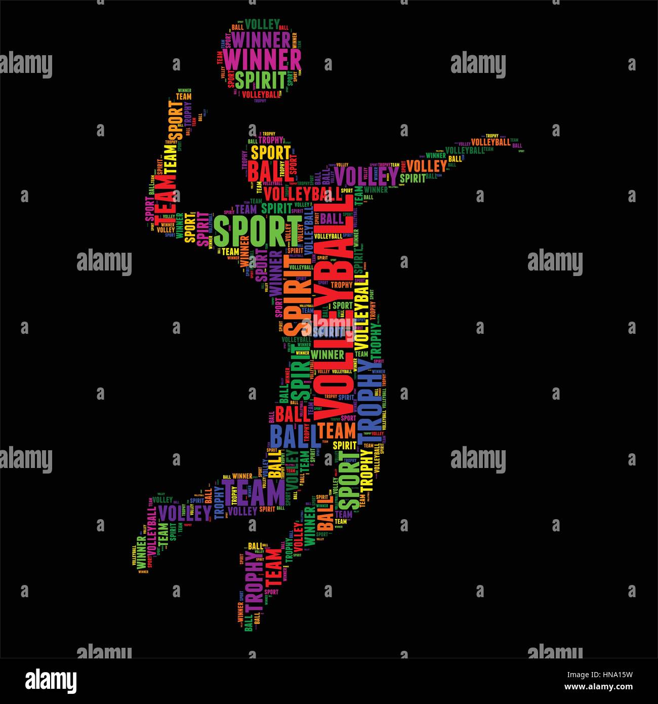 volleyball Typography word cloud colorful Vector illustration Stock ...