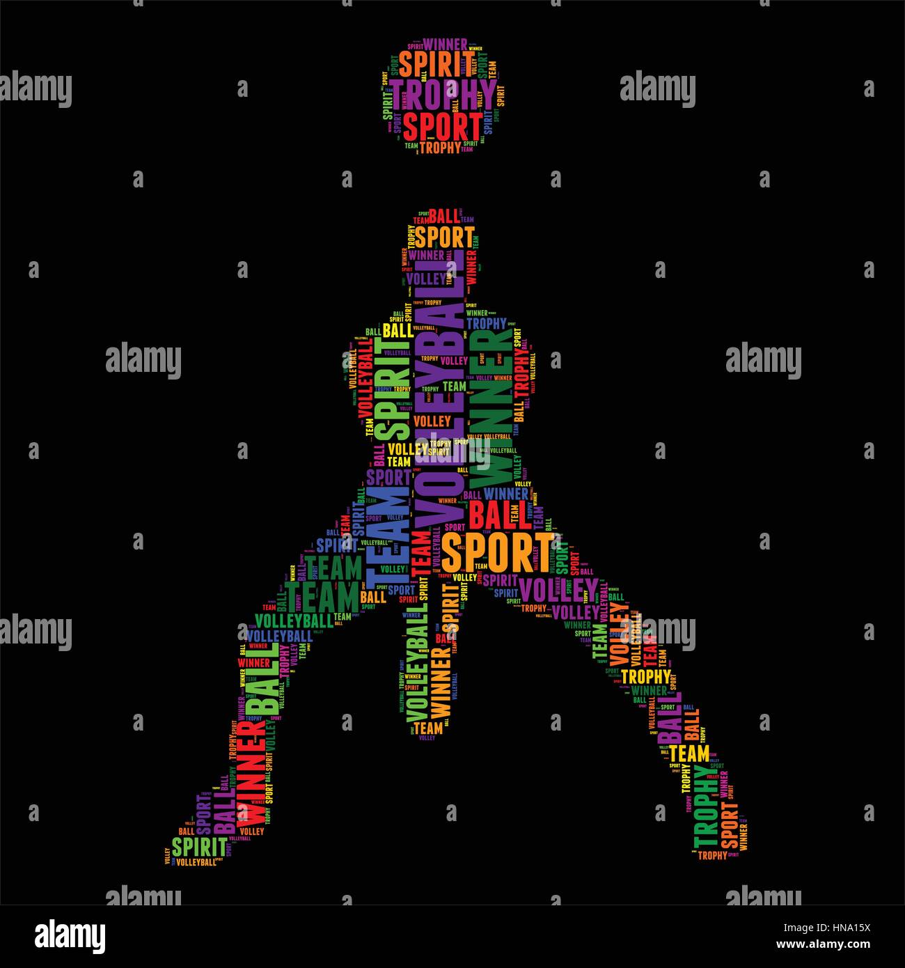 volleyball Typography word cloud colorful Vector illustration Stock ...