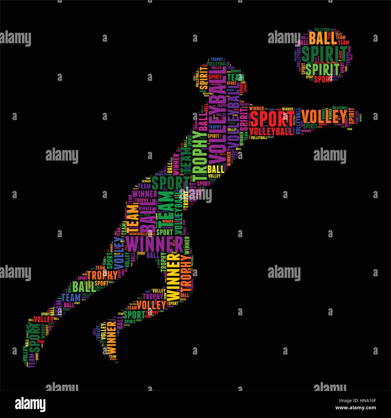 volleyball Typography word cloud colorful Vector illustration Stock ...