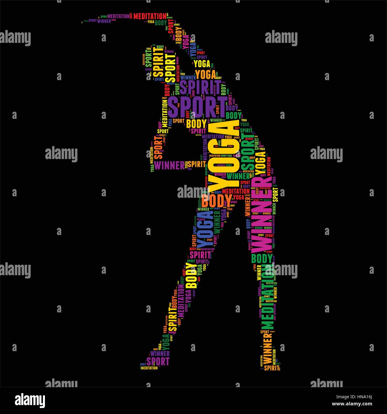 yoga Typography word cloud colorful Vector illustration Stock Vector ...