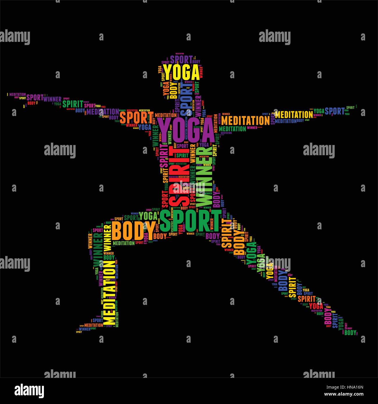 yoga Typography word cloud colorful Vector illustration Stock Vector ...