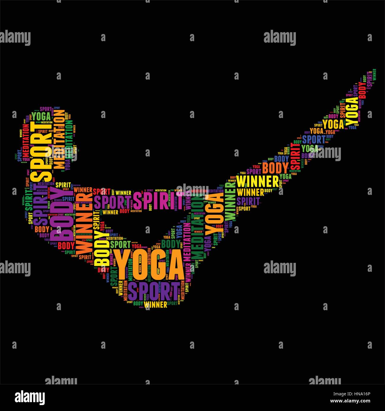 yoga Typography word cloud colorful Vector illustration Stock Vector ...