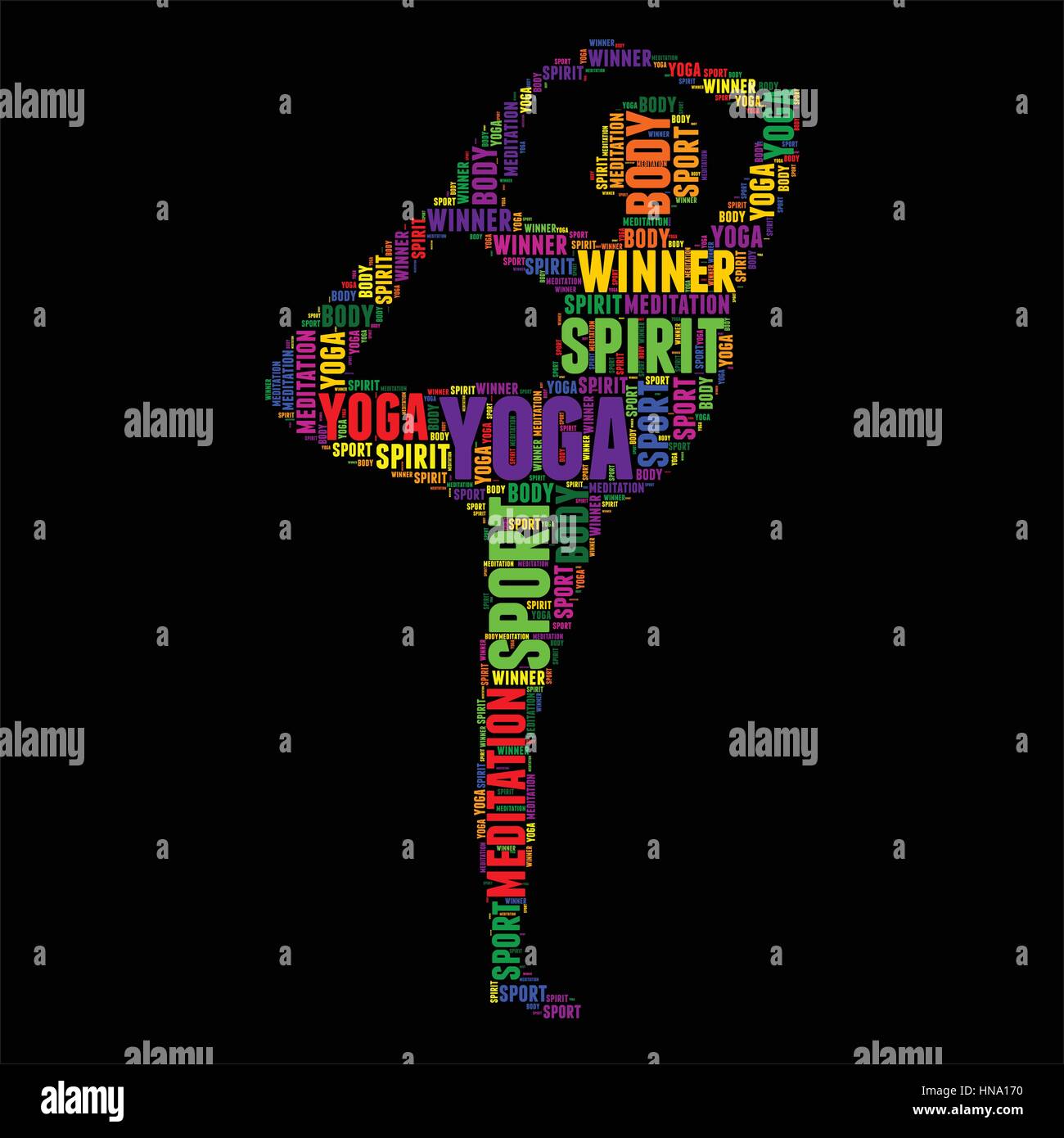 yoga Typography word cloud colorful Vector illustration Stock Vector ...