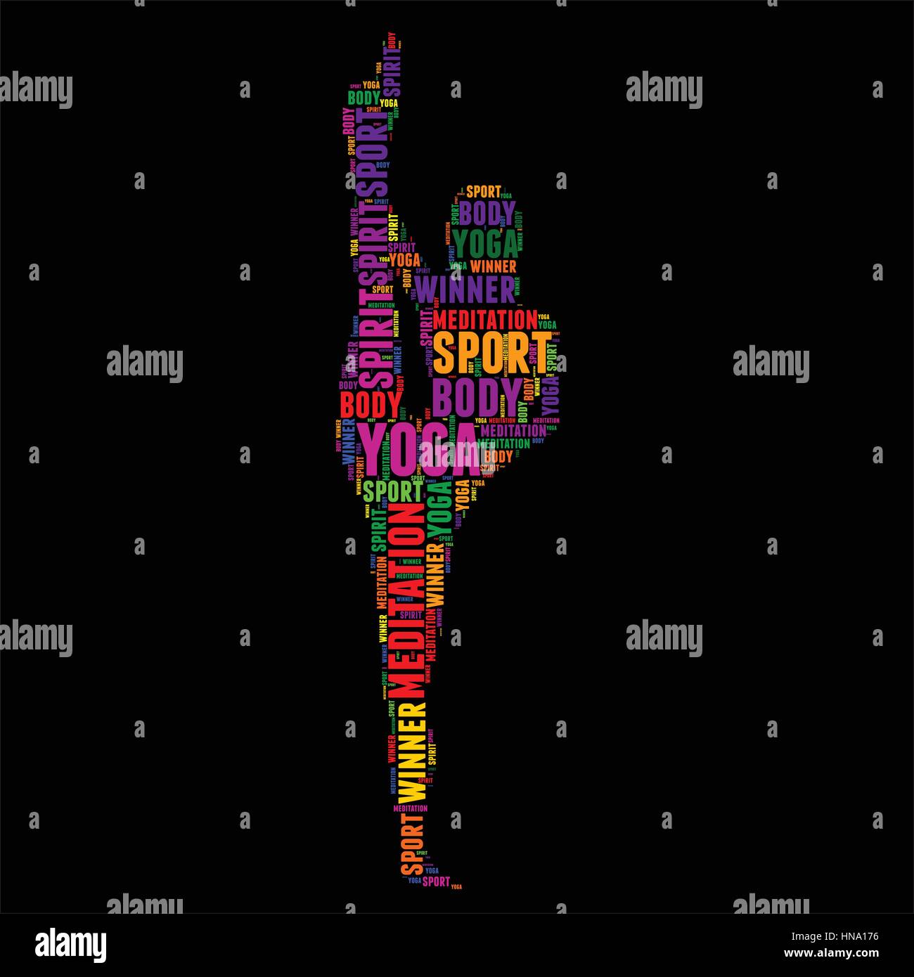 yoga Typography word cloud colorful Vector illustration Stock Vector ...