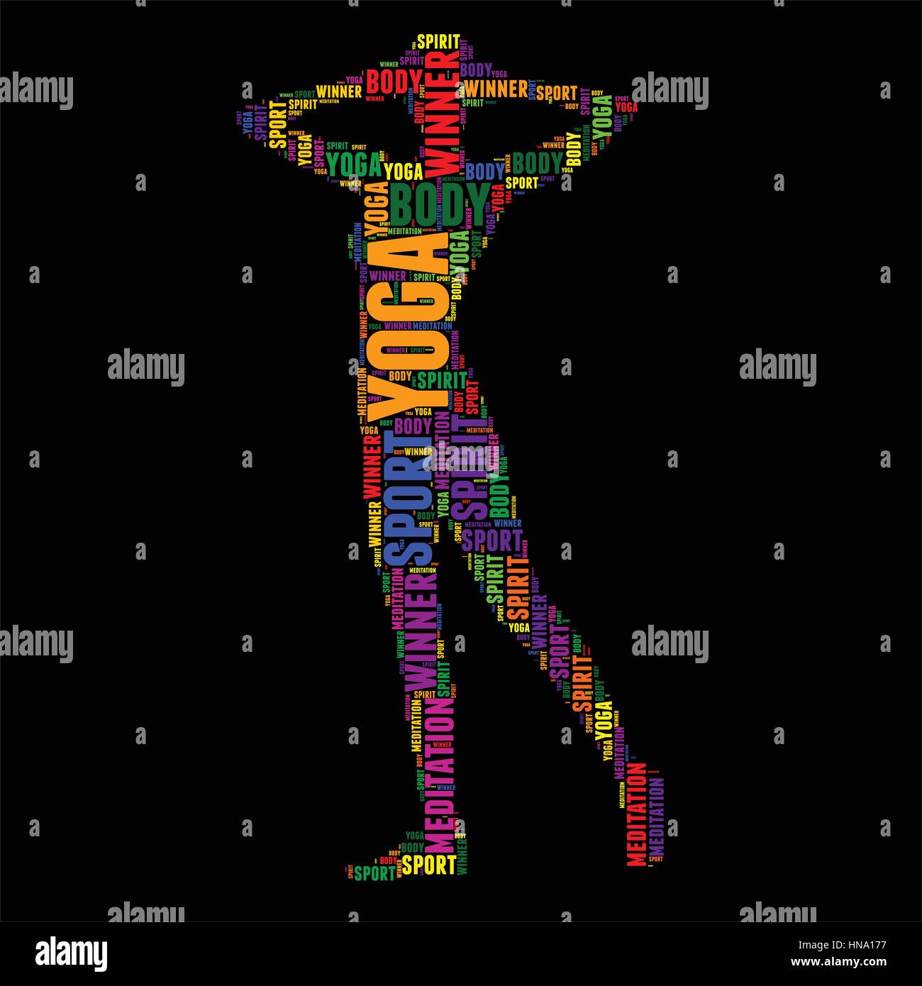yoga Typography word cloud colorful Vector illustration Stock Vector ...