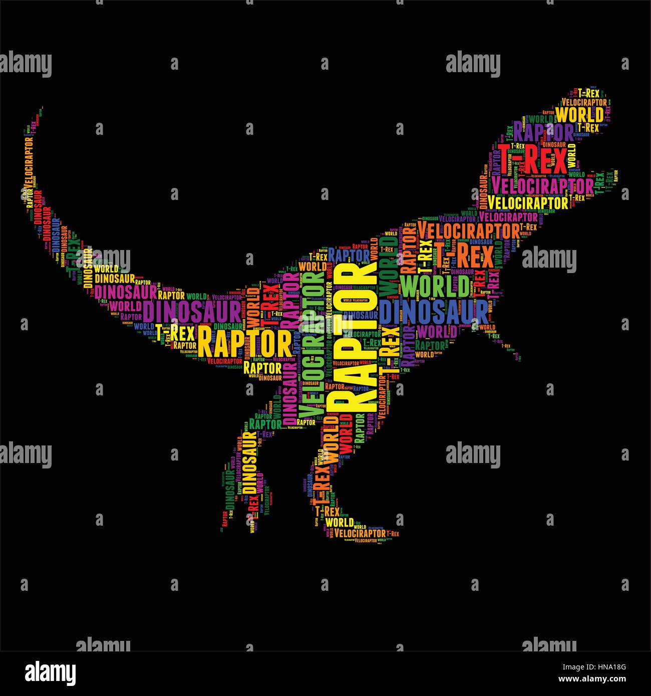 Raptor Typography word cloud colorful Vector illustration Stock Vector ...